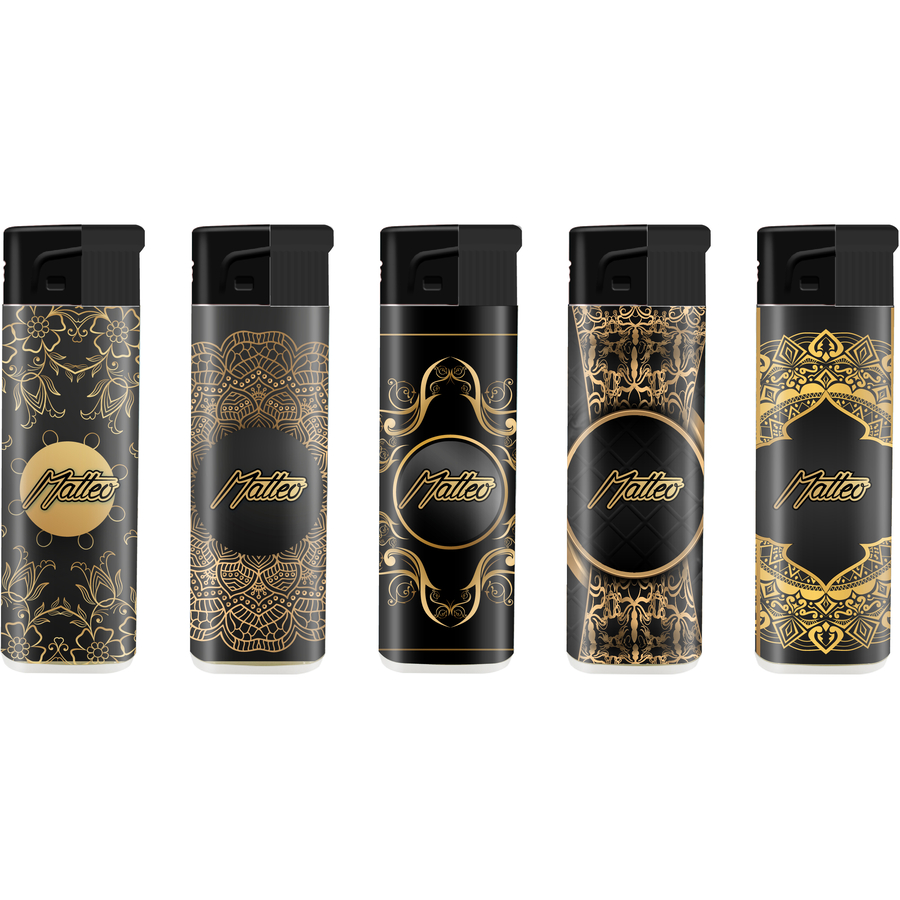 Lighters :: Turbo Lighters :: Turbo Lighter 121050 Matteo Fix flame Design label Gold Elegant